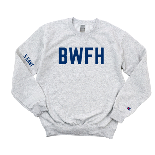 NAVY BWFH 5 EAST CHAMPION CREWNECK – Dirty Water Donut Shop